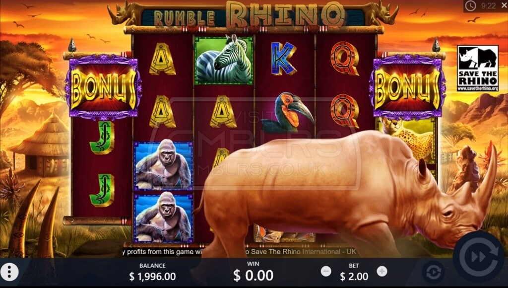 Rumble Rhino (RTP 95.52 % | PariPlay) Slot Review - GMBLRS.COM