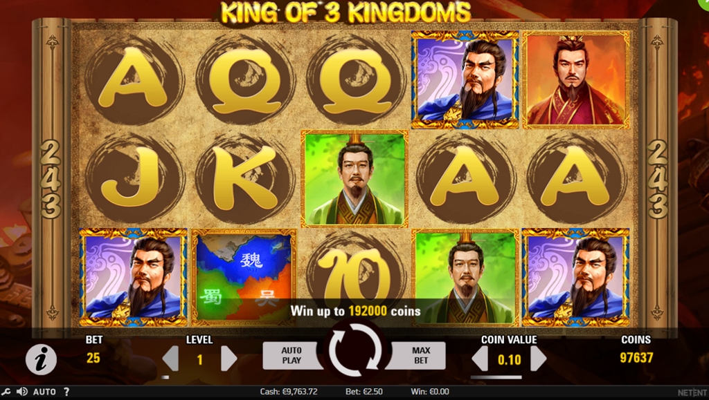 King of 3 Kingdoms (RTP 96.88 % | NetEnt) Slot Review - GMBLRS.COM