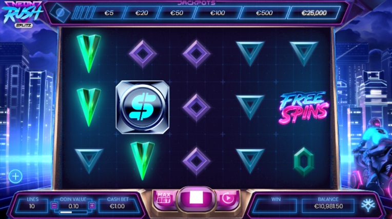 Neon Rush Splitz (RTP 96.3 % | Yggdrasil) Slot Review - GMBLRS.COM