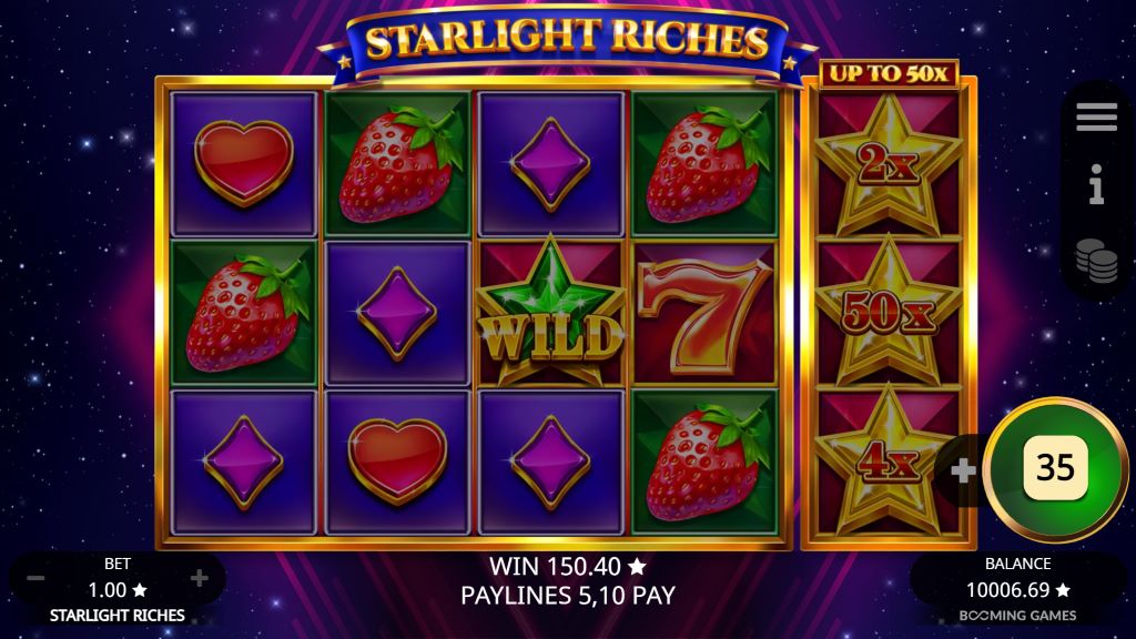 Starlight Riches (RTP 95.50 % | Booming Games) Slot Review - GMBLRS.COM